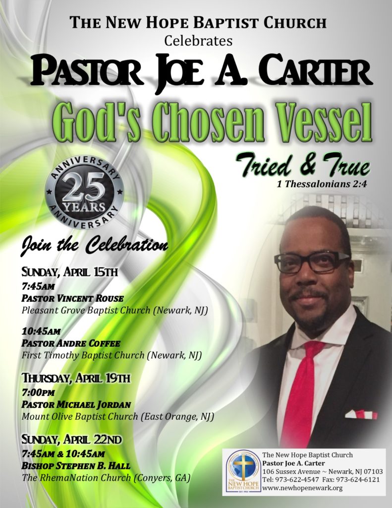 Pastor Anniversary | The New Hope Baptist Church in Newark New Jersey